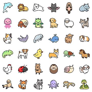 "Mega Cute Animals #2" Sticker for Sale by littlemandyart | Redbubble