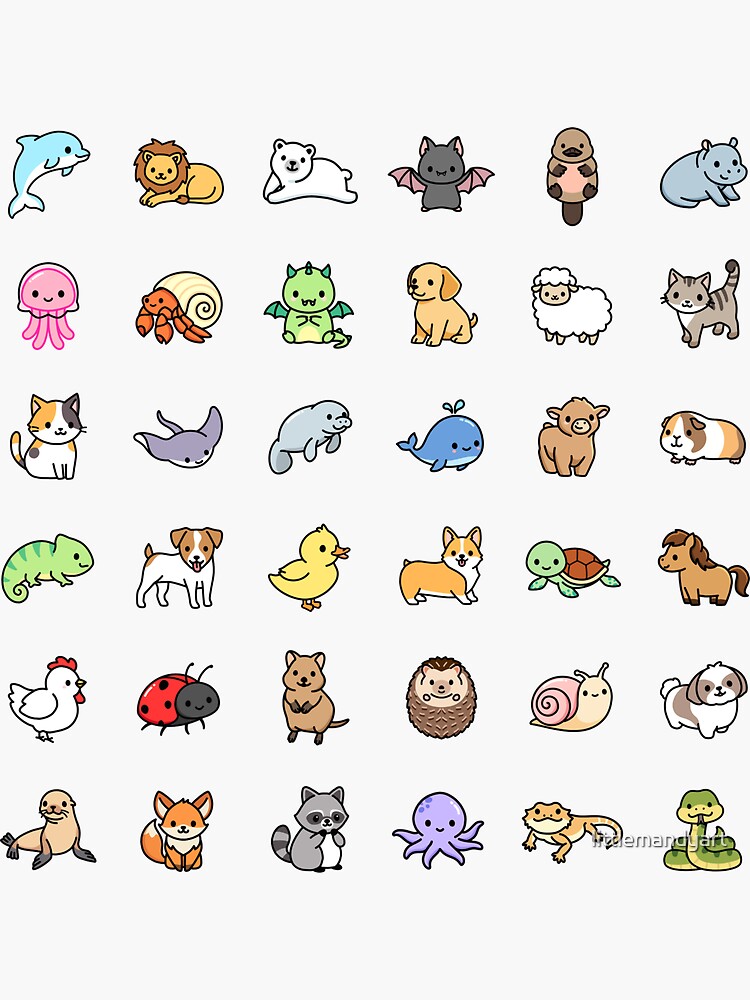 "Mega Cute Animals #2" Sticker for Sale by littlemandyart | Redbubble