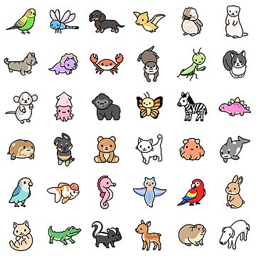 "*choose size large* Mega Cute Animals #4" Sticker for Sale by ...