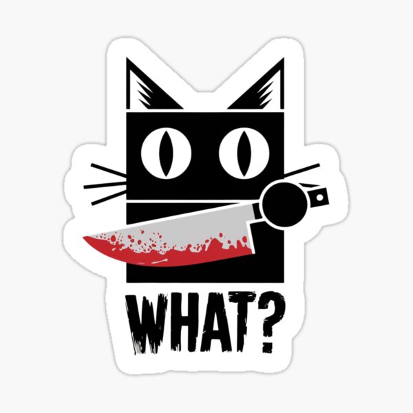 "Spooky Season Cat Knife Serial Killer" Sticker for Sale by ...