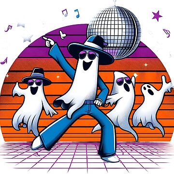 "Funky Disco Ghosts Halloween Dance Party Design" Sticker for Sale by ...