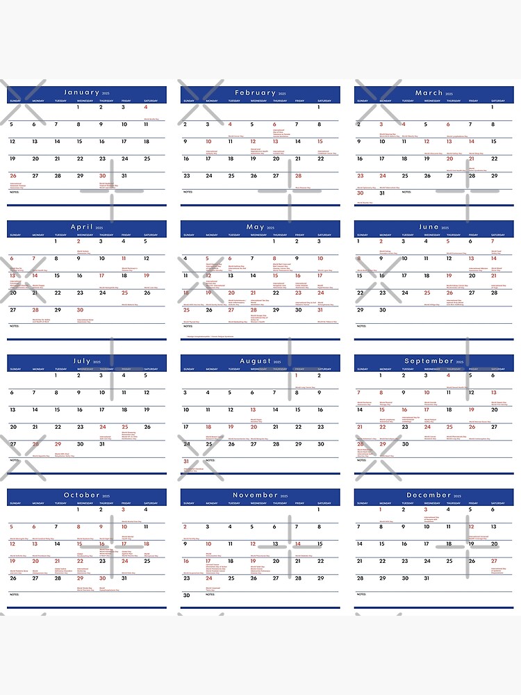 "2025 Health Observances Calendar" Poster for Sale by KateDecember ...