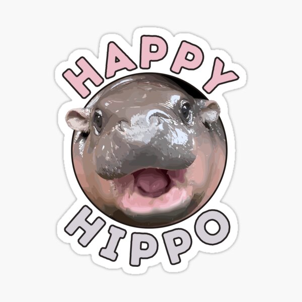 "Happy Hippo Moo Deng Cute Baby Hippo Meme" Sticker for Sale by ...