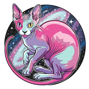 "Psychedelic Sphynx Cat in Space" Sticker for Sale by Promoc | Redbubble
