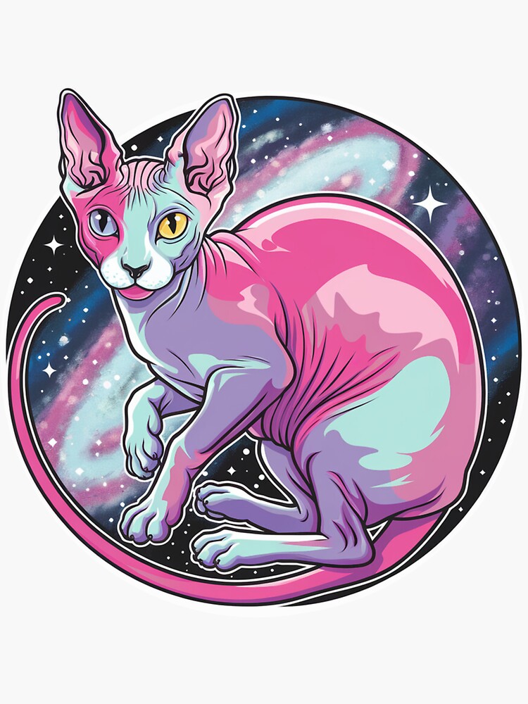 "Psychedelic Sphynx Cat in Space" Sticker for Sale by Promoc | Redbubble