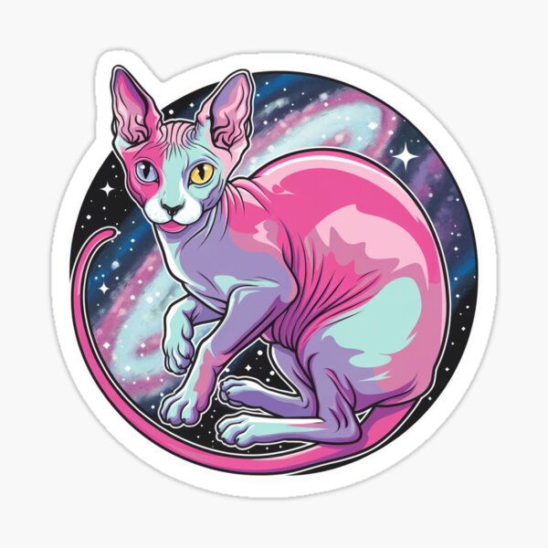 "Psychedelic Sphynx Cat in Space" Sticker for Sale by Promoc | Redbubble