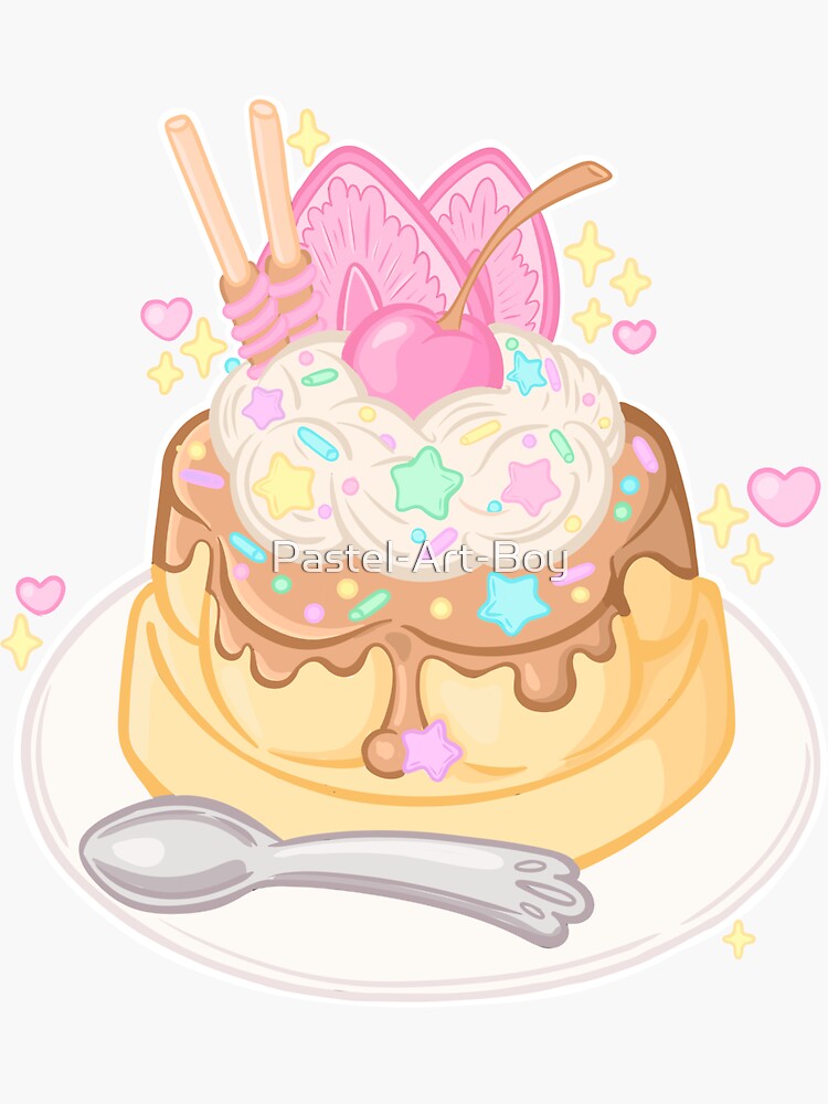 "Kawaii, cutecore, japanese pudding " Sticker for Sale by Pastel-Art ...