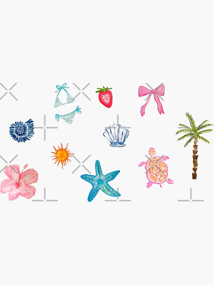 " beachy summer watercolor painting sticker " Sticker for Sale by ...