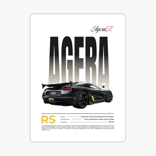 "Agera RS Hypercar Poster - Automotive Art Print" Sticker for Sale by ...