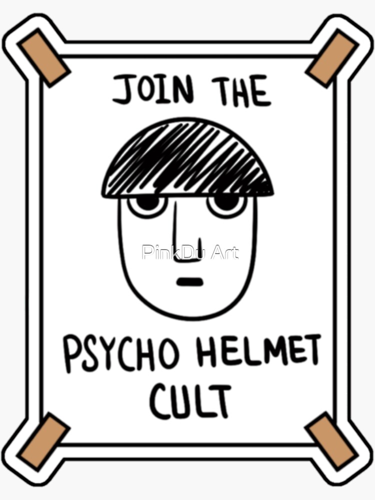 "Helmet Cult Sticker" Sticker for Sale by PinkDuArt | Redbubble