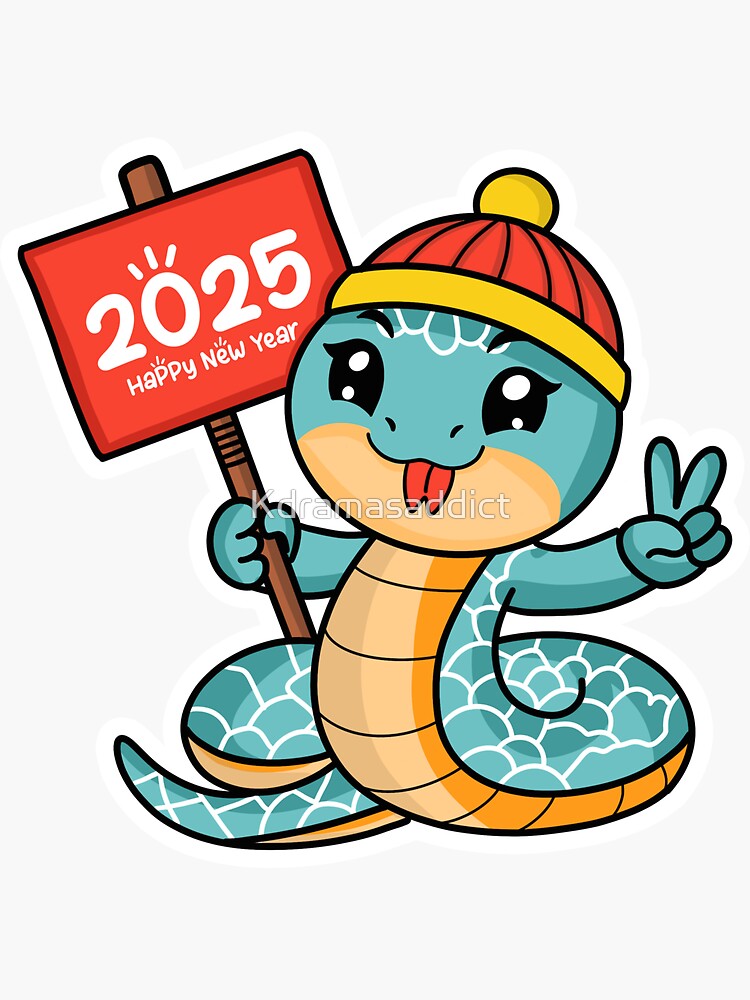 "2025 happy new year cute snake" Sticker for Sale by Kdramasaddict ...