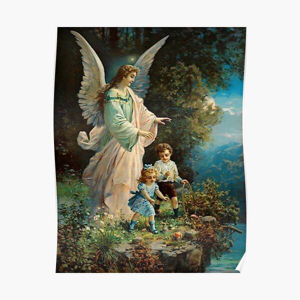 "Guardian Angel watching over Kids Nursery Gift" Poster by tanabe ...