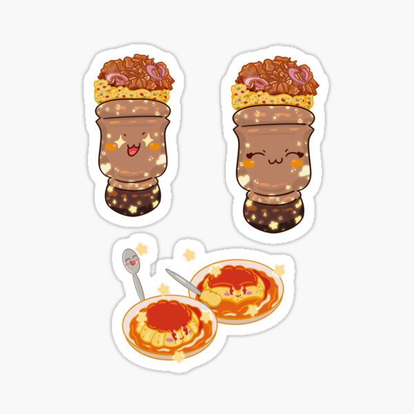 "Kawaii Mofongo and Flan – Puerto Rican Food Art" Sticker for Sale by ...