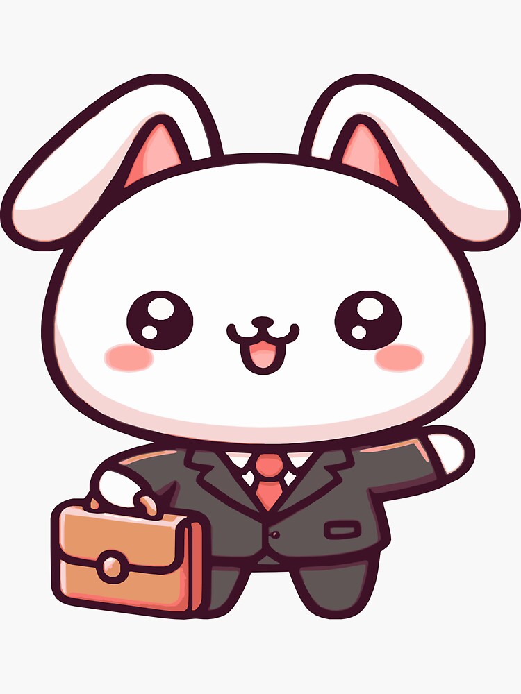 "Business rabbit, kawaii chibi style rabbit wearing a suit with a ...