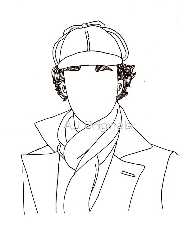 "Sherlock Holmes- Line Art" by A.J Originals | Redbubble