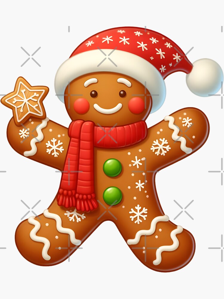 "Cute Christmas Gingerbread Cookie" Sticker for Sale by Delamoon ...