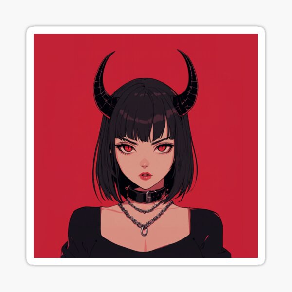 "Goth Demon Girl" Sticker for Sale by CursedbyLilith | Redbubble