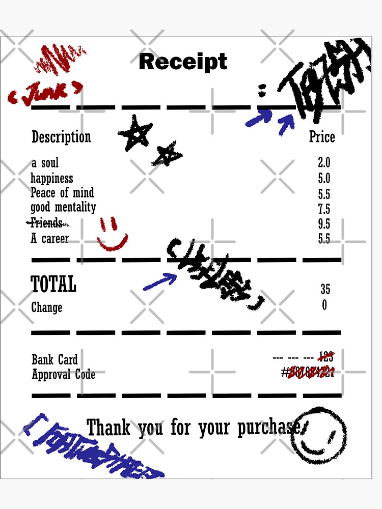 "Receipt (Drawn on)" Sticker for Sale by Cloudy1010 | Redbubble