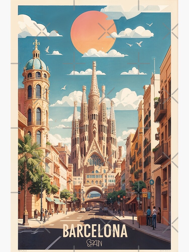 "Vintage Barcelona Travel Poster: Explore Spanish Beauty" Poster for ...