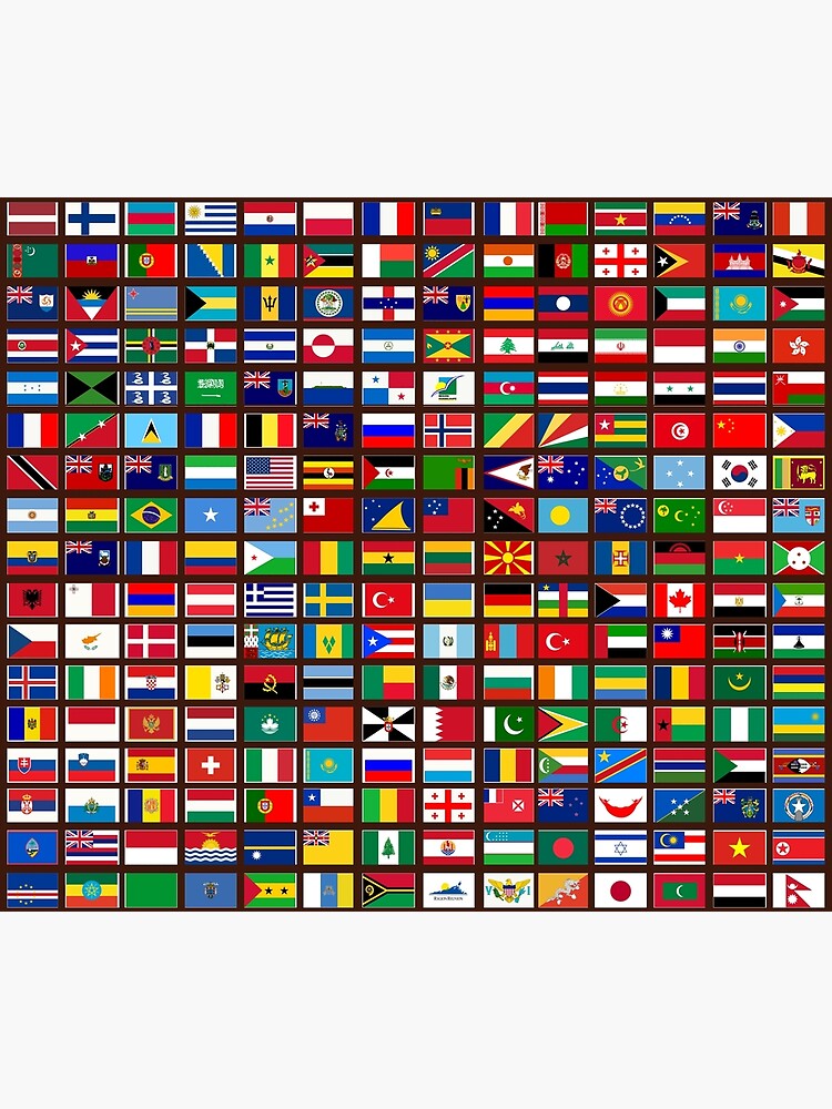 "Flags of the World All Countries Nations - Brown" Art Print for Sale by DusicaP | Redbubble