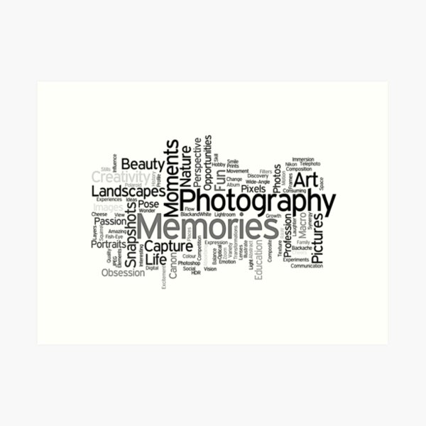 "Photography Word Art 5" Art Print for Sale by RobynCarter | Redbubble