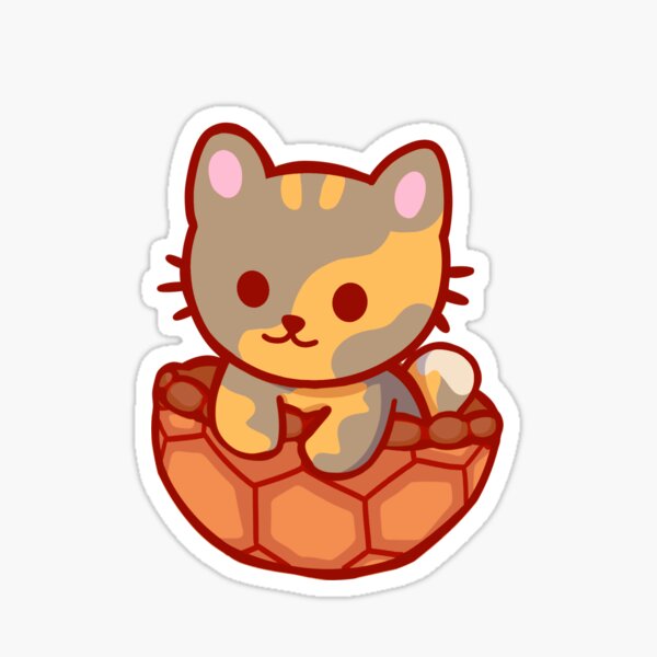 "Tortoiseshell Cat in Shell Cute Sticker" Sticker for Sale by 10six ...