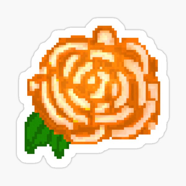 "Pixel Art Orange Rose" Sticker for Sale by PercyEverettINC | Redbubble