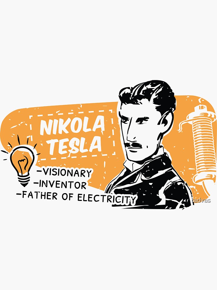 "Nikola Tesla Retro Scientist " Sticker for Sale by radvas | Redbubble