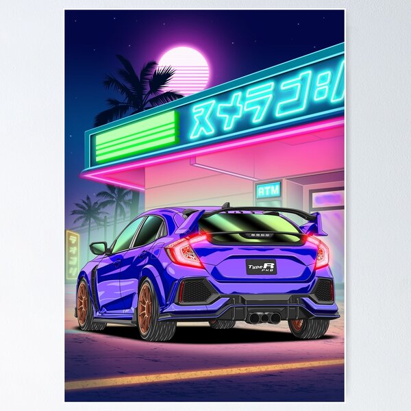 "Honda Civic Type R FK8 Neon Night" Poster for Sale by Joshirosung ...