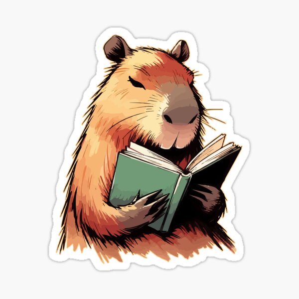 Pegatina for Sale con la obra «Amante de los libros de Capibara leyendo ...