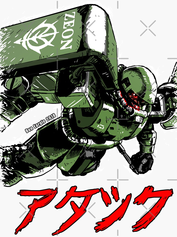 "Zaku Attack" Sticker for Sale by Blotched | Redbubble