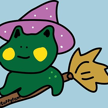 "Cute frog wizard riding broom stick" Sticker for Sale by ...