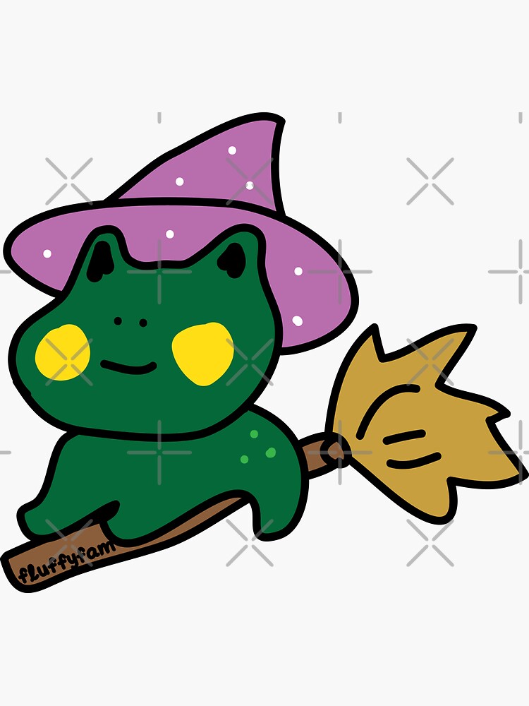 "Cute frog wizard riding broom stick" Sticker for Sale by ...