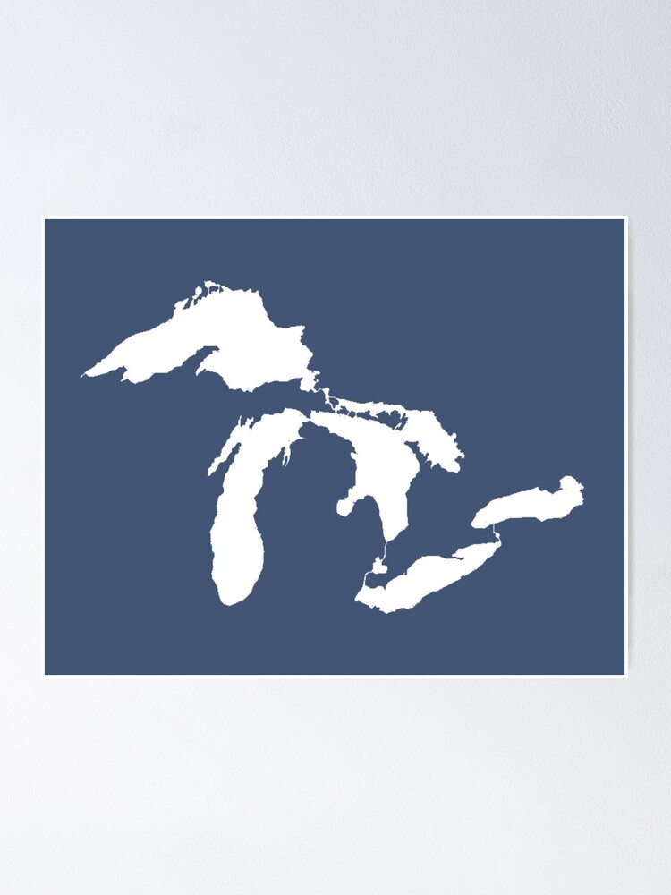"Great Lakes Outline - White" Poster by TaoJones42 | Redbubble