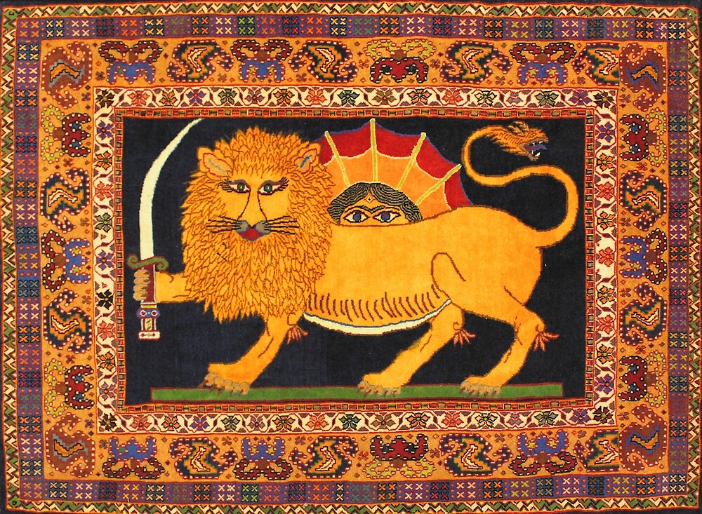 "Antique Abadeh Persian Lion Rug Print" by Vicky Brago-Mitchell ...