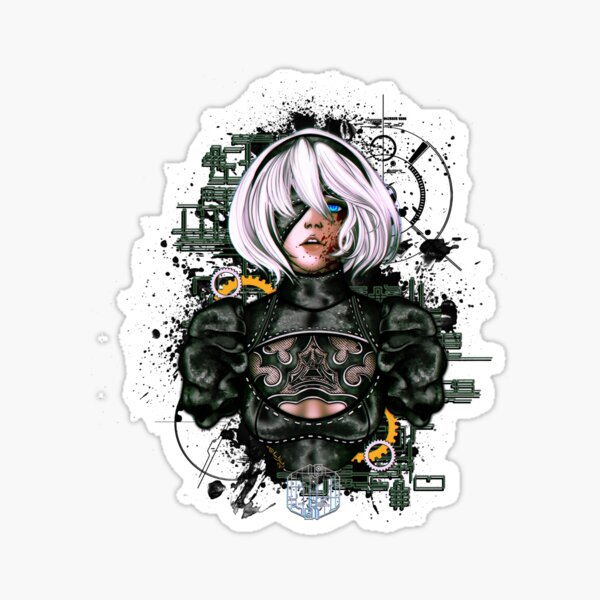 "2B" Sticker by KwnBlack | Redbubble