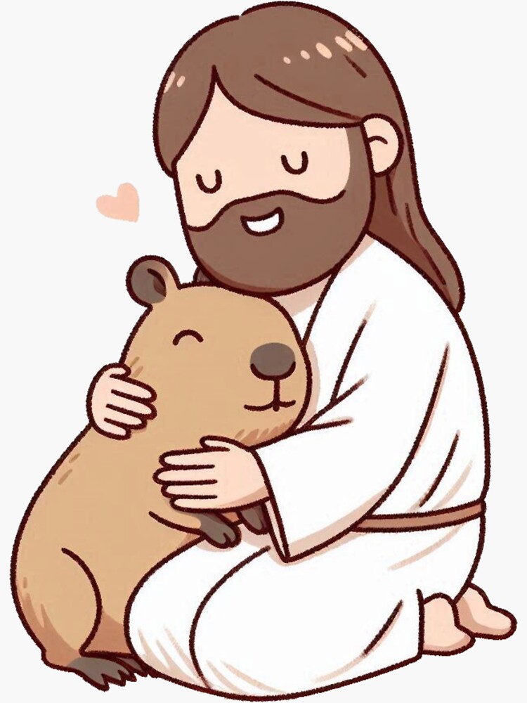 "jesus capybara" Sticker for Sale by CrossLifeStore | Redbubble