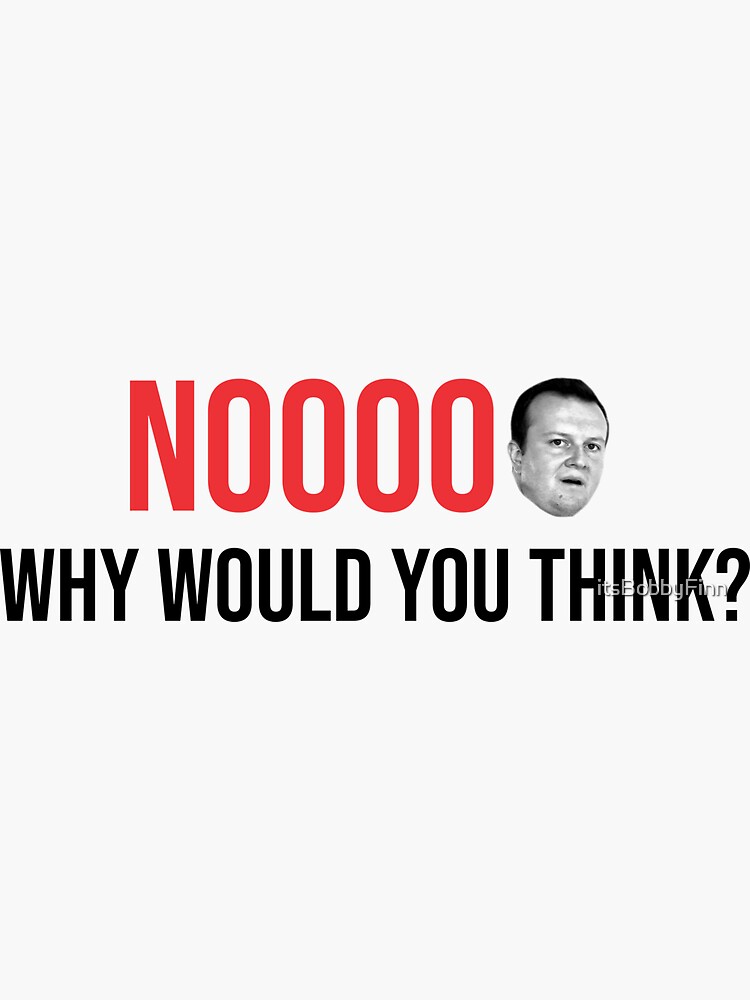 "NOOOOO why would you think?" Sticker for Sale by itsBobbyFinn | Redbubble