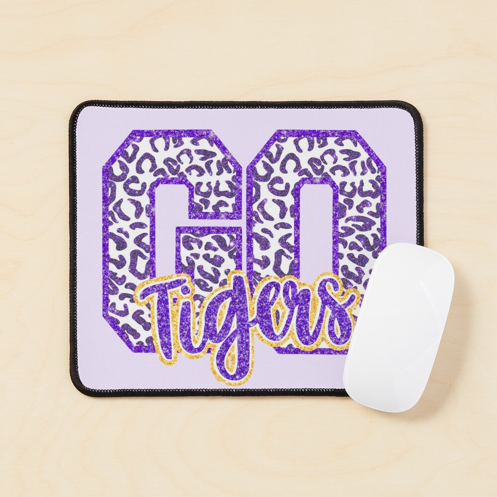"Glittery Go Tigers Leopard Print Design - Purple and Gold Spirit ...