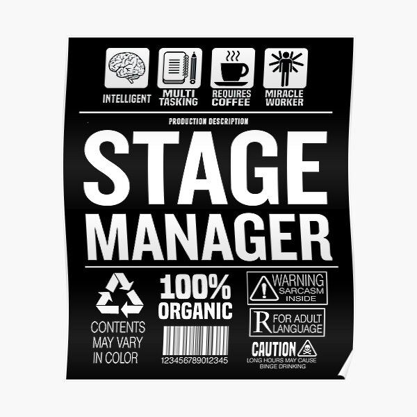 "Funny Stage Manager Nutritional Facts Guide Job Description" Poster ...