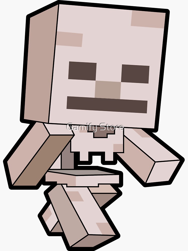 "Minecraft Skeleton Cute Hostile Mob Character" Sticker for Sale by ...