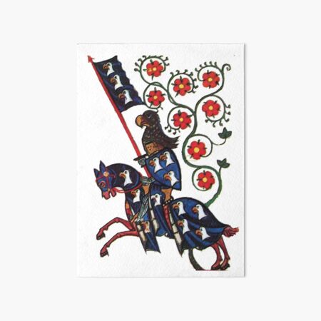 "BLUE KNIGHT OF EAGLES HORSEBACK, MEDIEVAL MINIATURE WITH RED ROSES ...