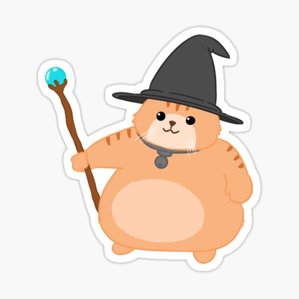 "Magical Fat Cat Wizard" Sticker for Sale by Pat-baudyn | Redbubble