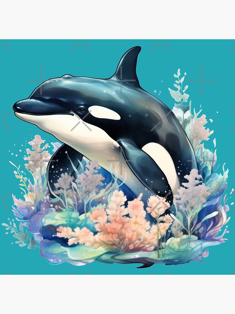 "Orca with Flowers" Greeting Card for Sale by Loot-Dragon | Redbubble