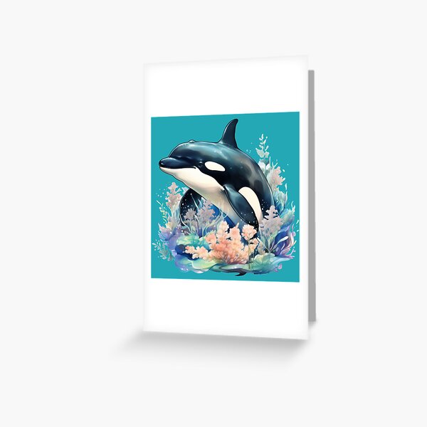 "Orca with Flowers" Greeting Card for Sale by Loot-Dragon | Redbubble