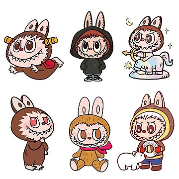 "Labubu sticker pack monsters" Sticker for Sale by retrippy | Redbubble