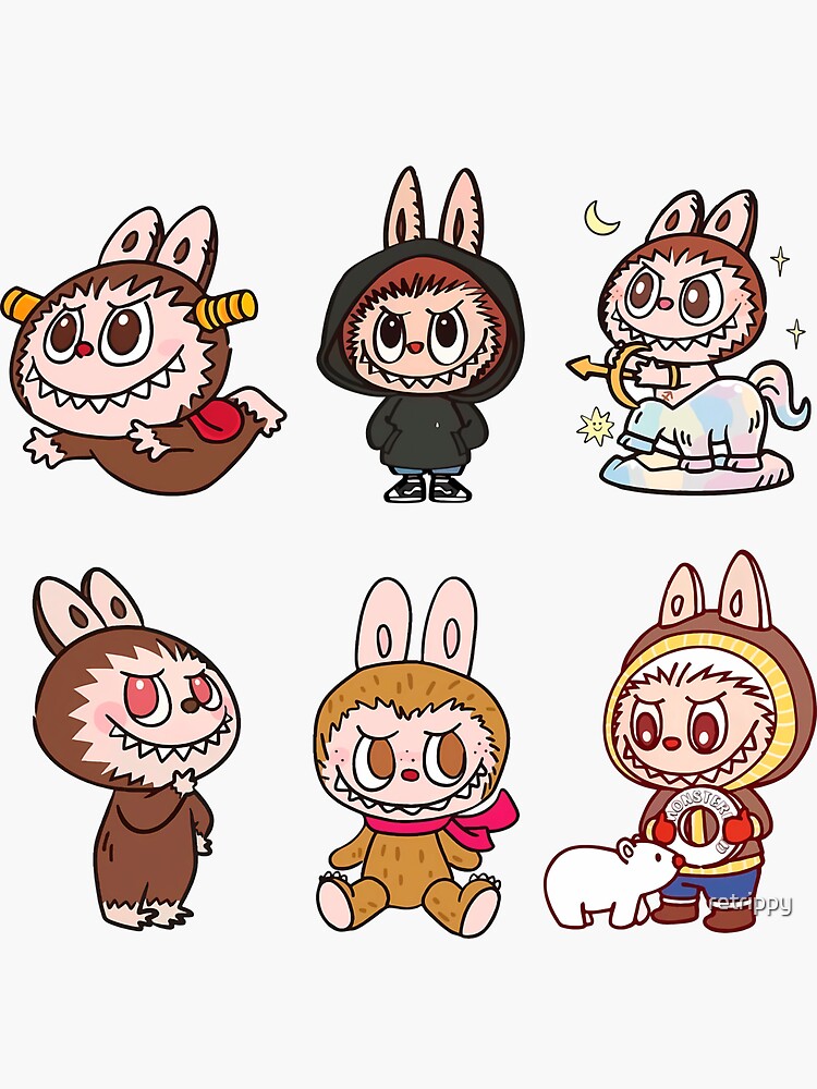 "Labubu sticker pack monsters" Sticker for Sale by retrippy | Redbubble
