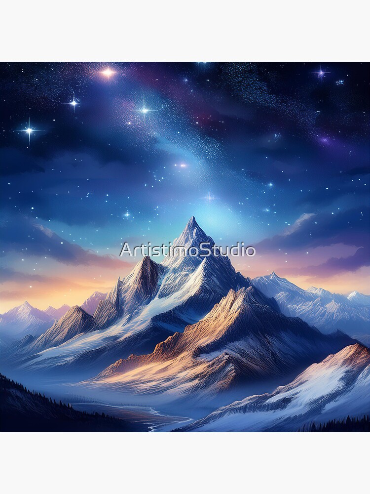 "Celestial Mountain - A Starry Night Landscape" Sticker for Sale by ...