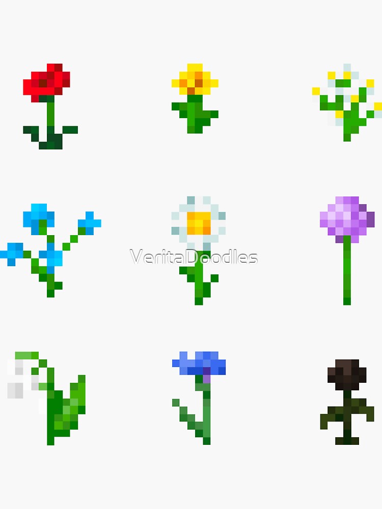 "Minecraft Flowers" Sticker for Sale by VeritaDoodles | Redbubble
