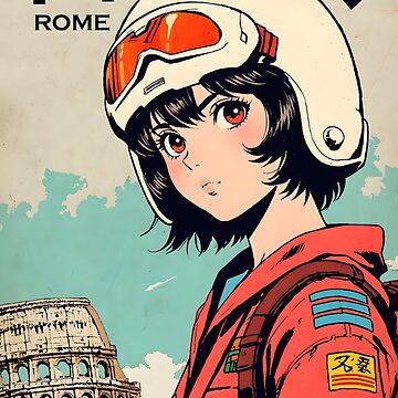 "Beautiful Retro Anime Girl Roman Colosseum Italy Travel 80s" Essential ...